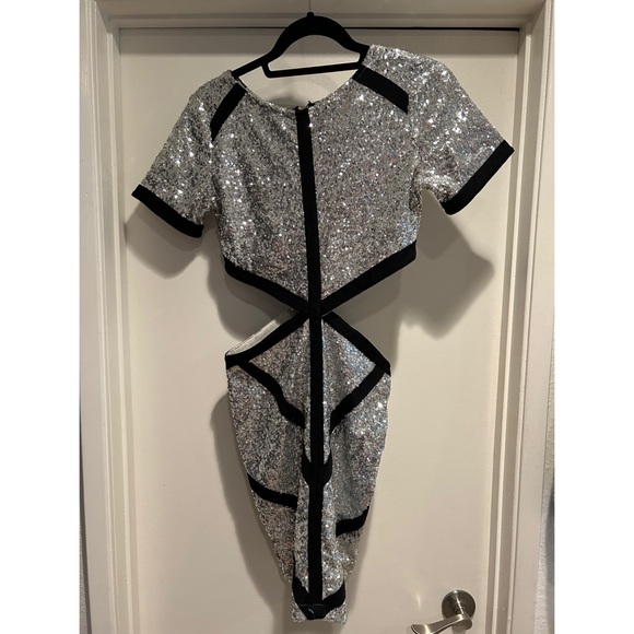 Missguided | Dresses | Silver Sequin Cutout Cocktail Dress | Poshmark